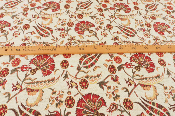 Upholstery Fabric, Chenille Fabric, Turkish Beige Carnation Pattern ...